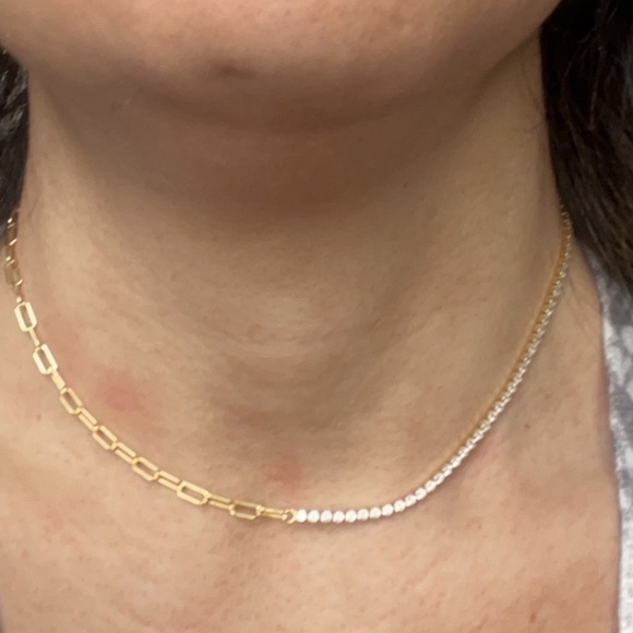 Jewelry | Half Paperclip Half Cz Stones Sterling Silver Necklace | Poshmark